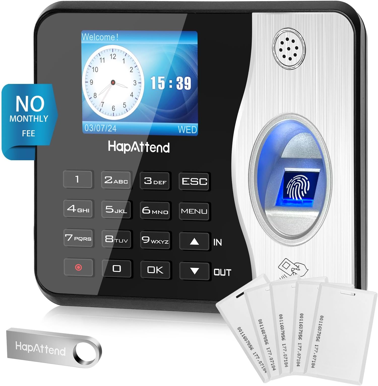 HapAttend Clocking in Machine - Standalone Card Scanner Attendance ...