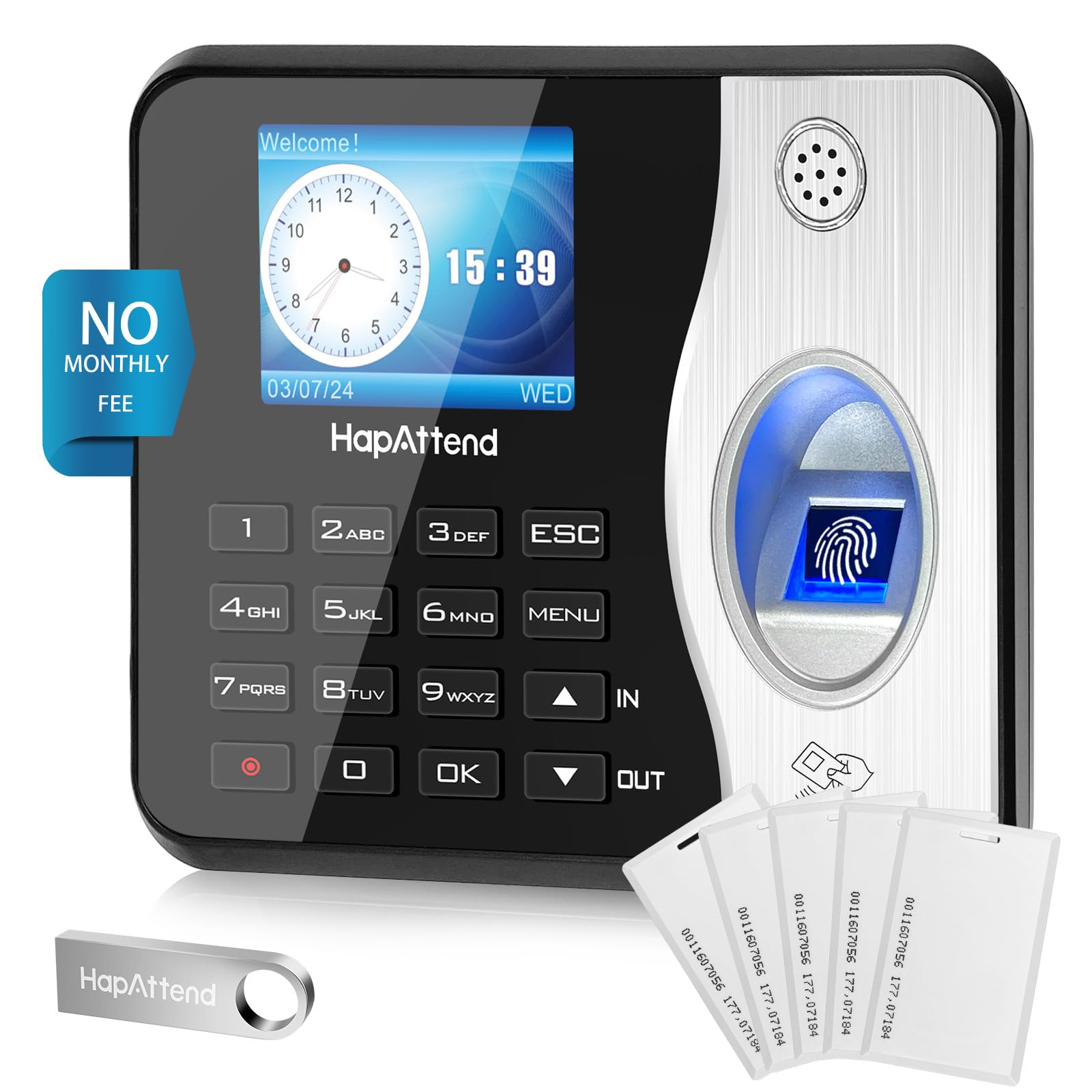 HapAttend Time Clock - Fingerprint Time Clocks for Employees Small ...