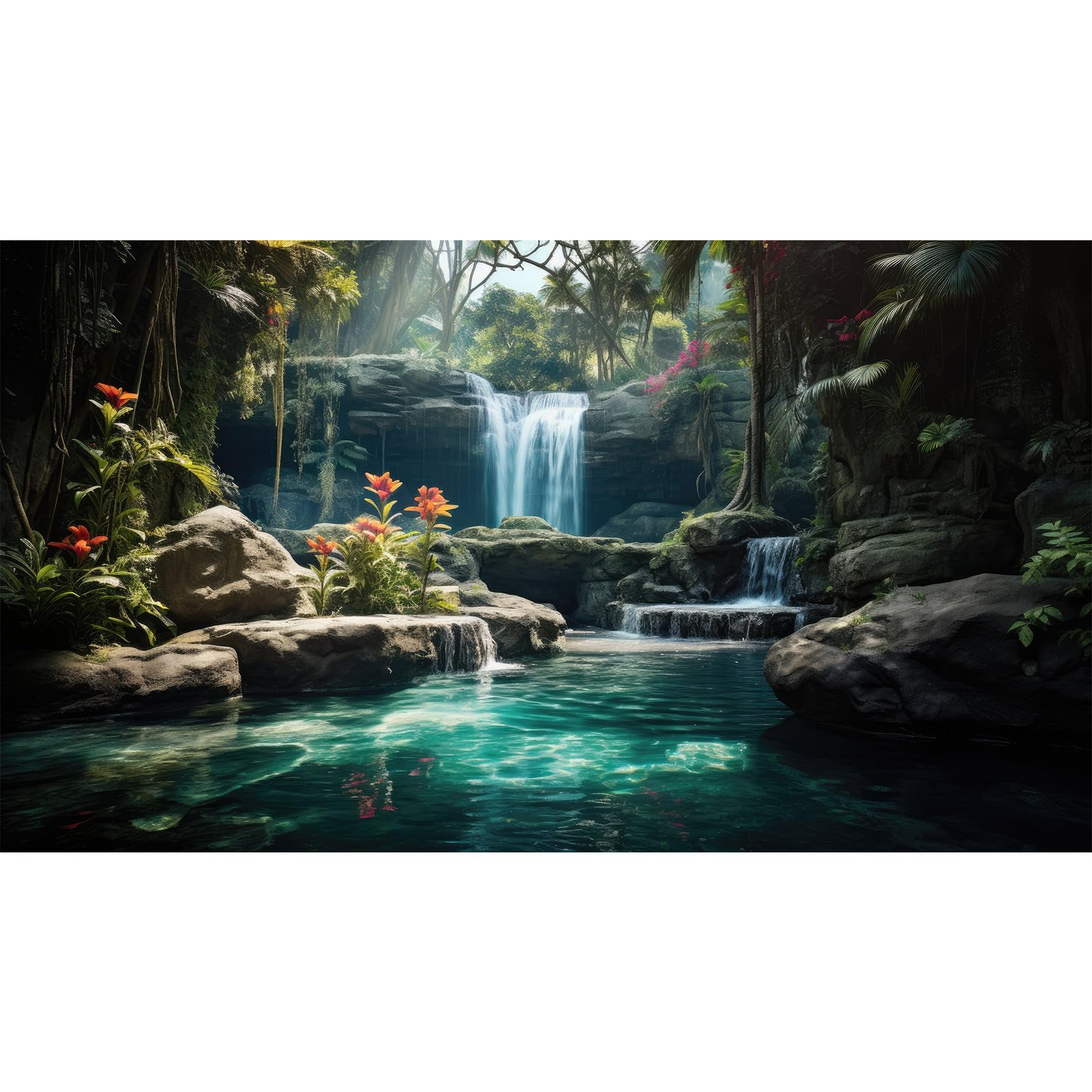 Snapklik.com : Tropical Forest Waterfall Aquarium Background Tropical ...