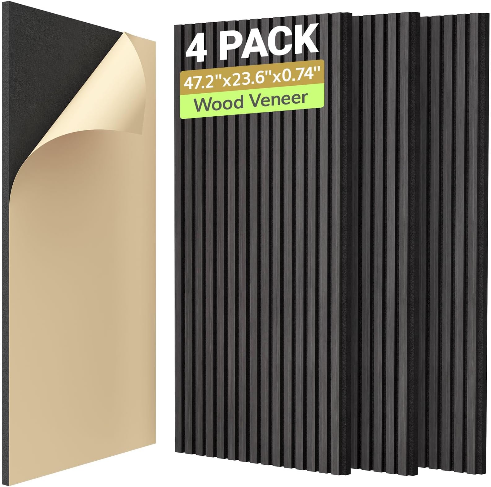 TONOR 4-Pack Acoustic Wood Veneer Wall Panels, 47.2”*23.6”*0.74”3D Self ...