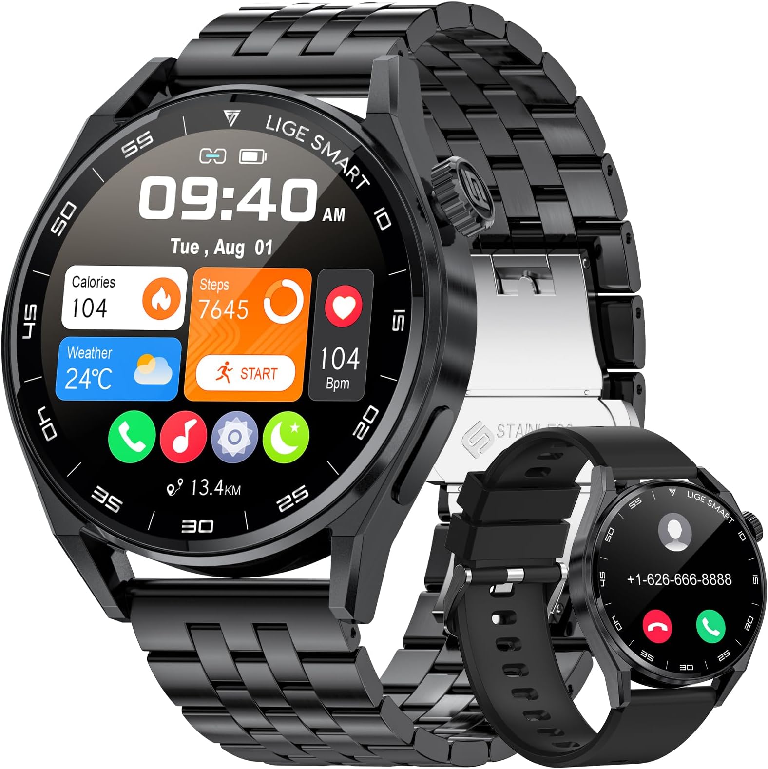 Amazon.com: LIGE Smart Watches for Men Answer/Make Call, 1.39" HD ...