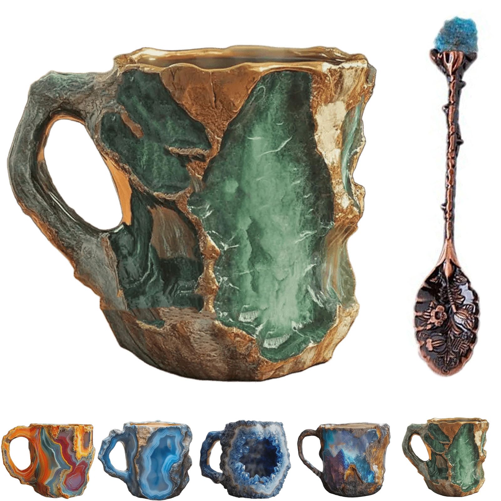 Amazon.com | LANNUO 2024 New Mineral Crystal Coffee Cup, Natural ...