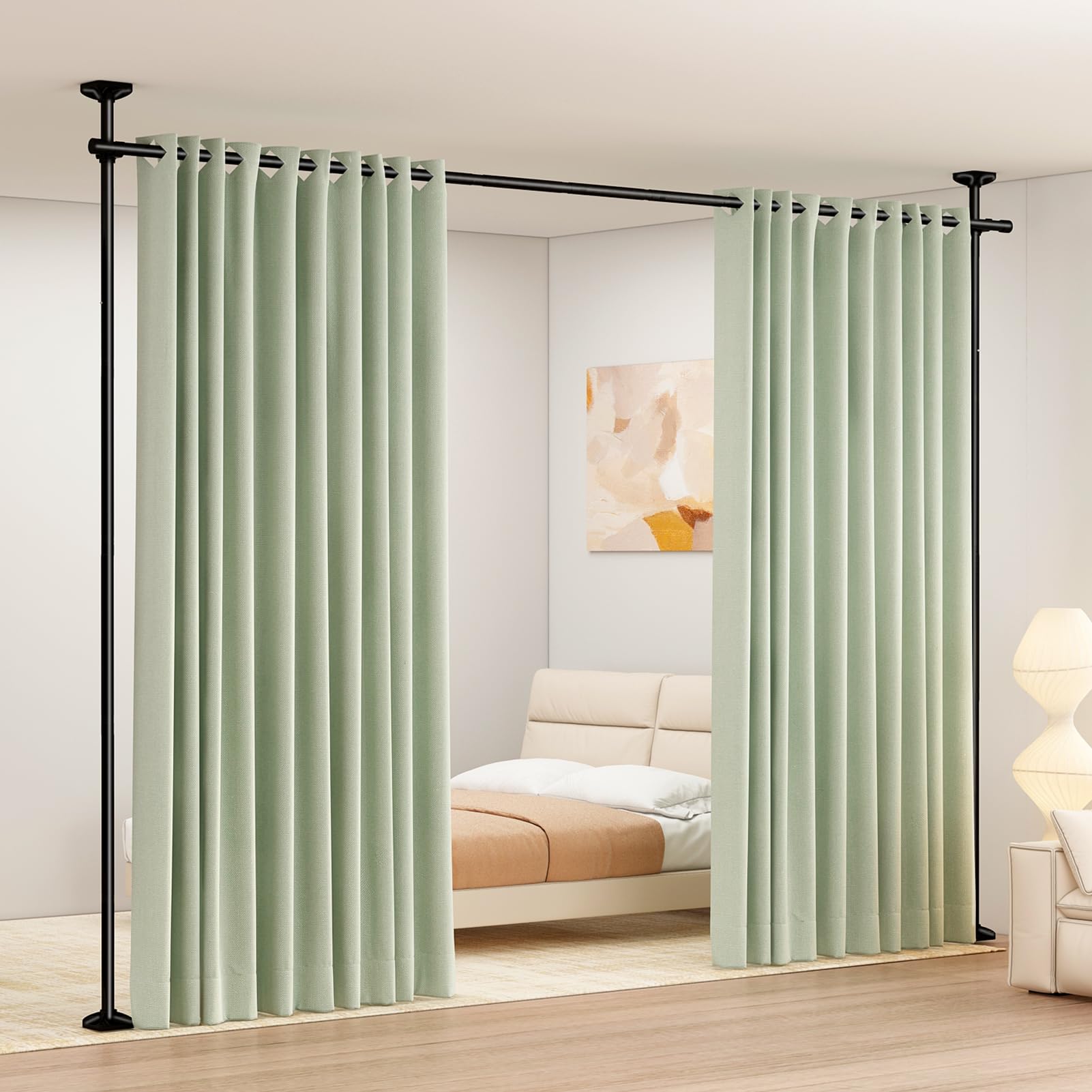 Amazon.com - SUNALLY Room Divider Curtain Rod - No Drilling Partition ...