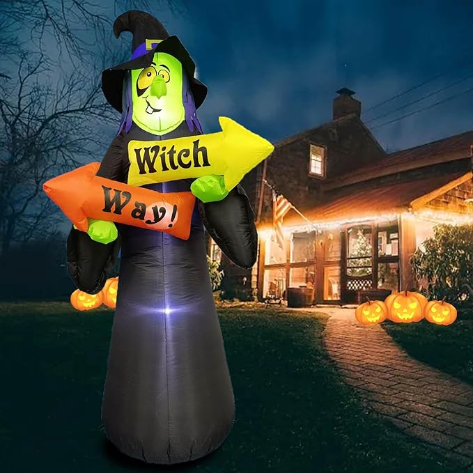 Amazon.com: 8Ft Halloween Inflatables Outdoor Decorations Witch ...