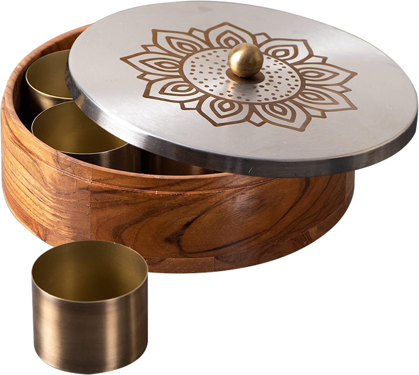 Buy ExclusiveLane 'Peacock Hand-Etched' Brass Masala Box for Kitchen ...