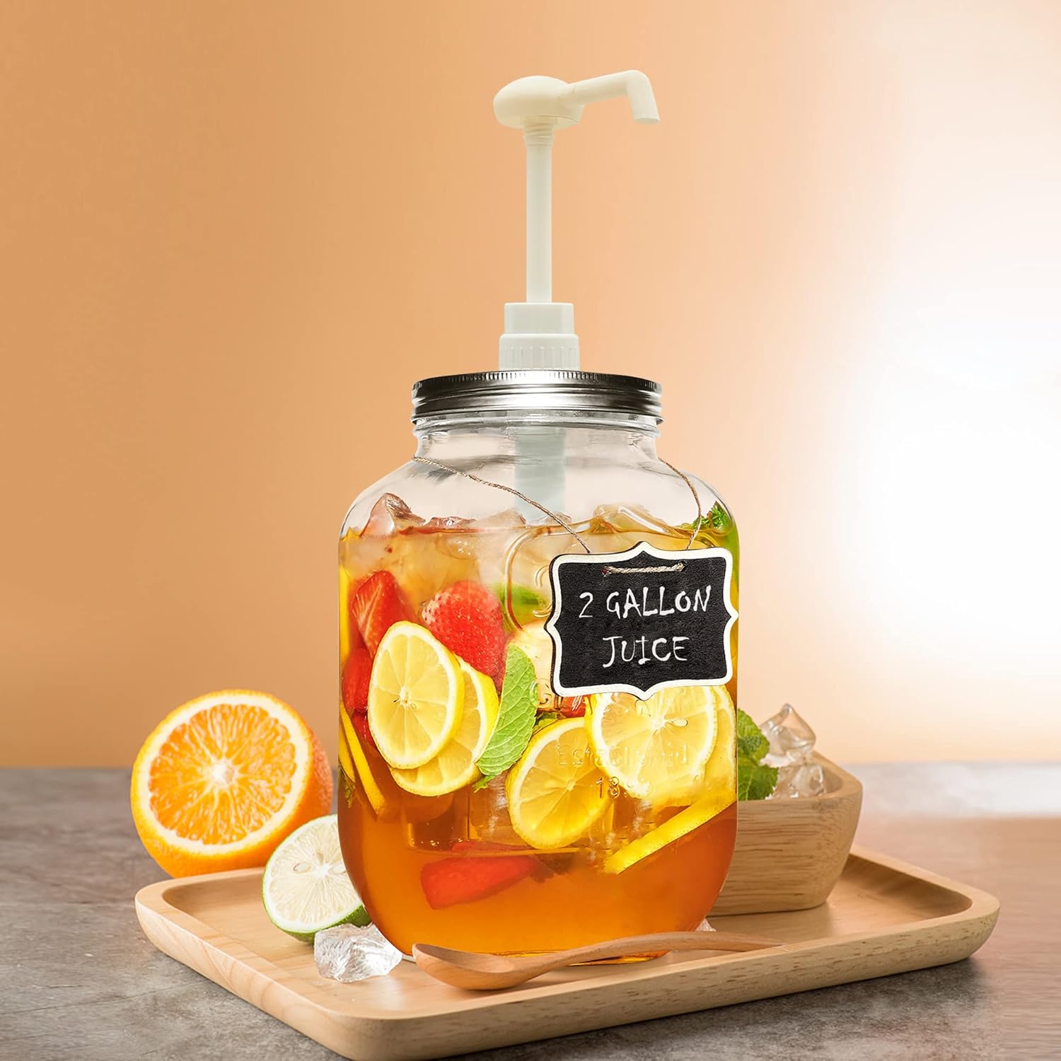 Amazon.com | Suli 2-Gallon Beverage Dispenser for Parties, Glass Drink ...