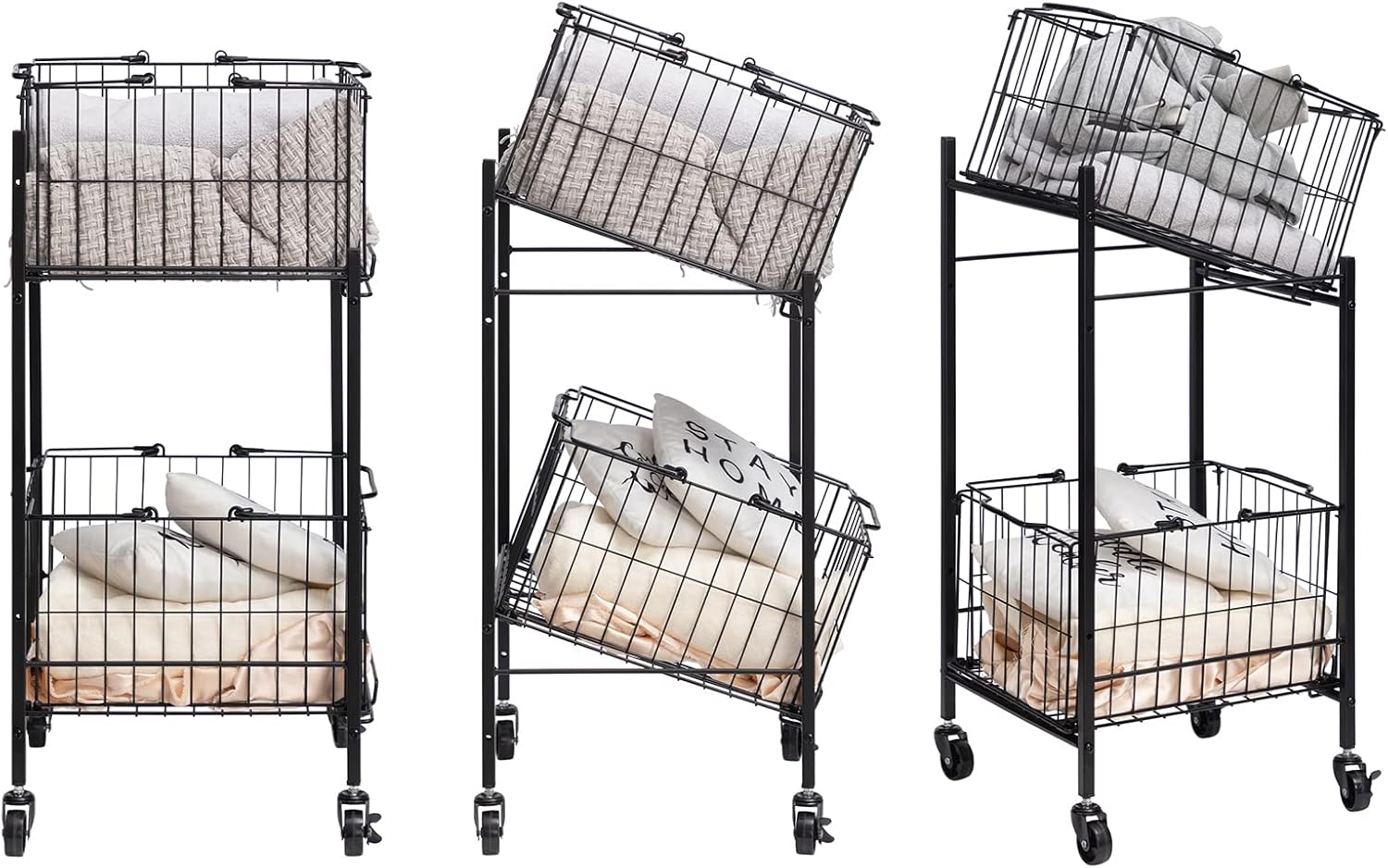 Amazon.com: ALIMORDEN 2 Tier Removable Wire Laundry Basket, Large ...