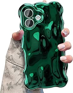 Amazon.com: UEEBAI Ripple Case for iPhone 16, Cute Silver Cover Wave Shape for iPhone Case ...