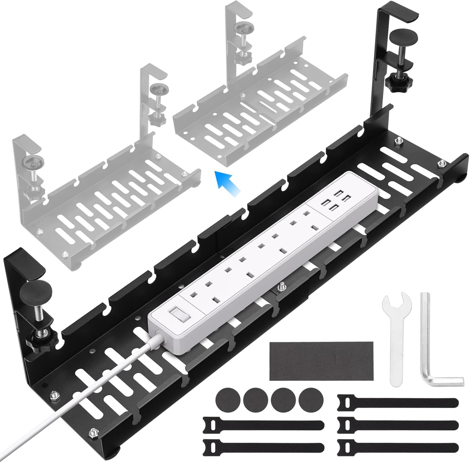 Amazon.com: No Drill Cable Management Under Desk, Extendable Under Desk ...