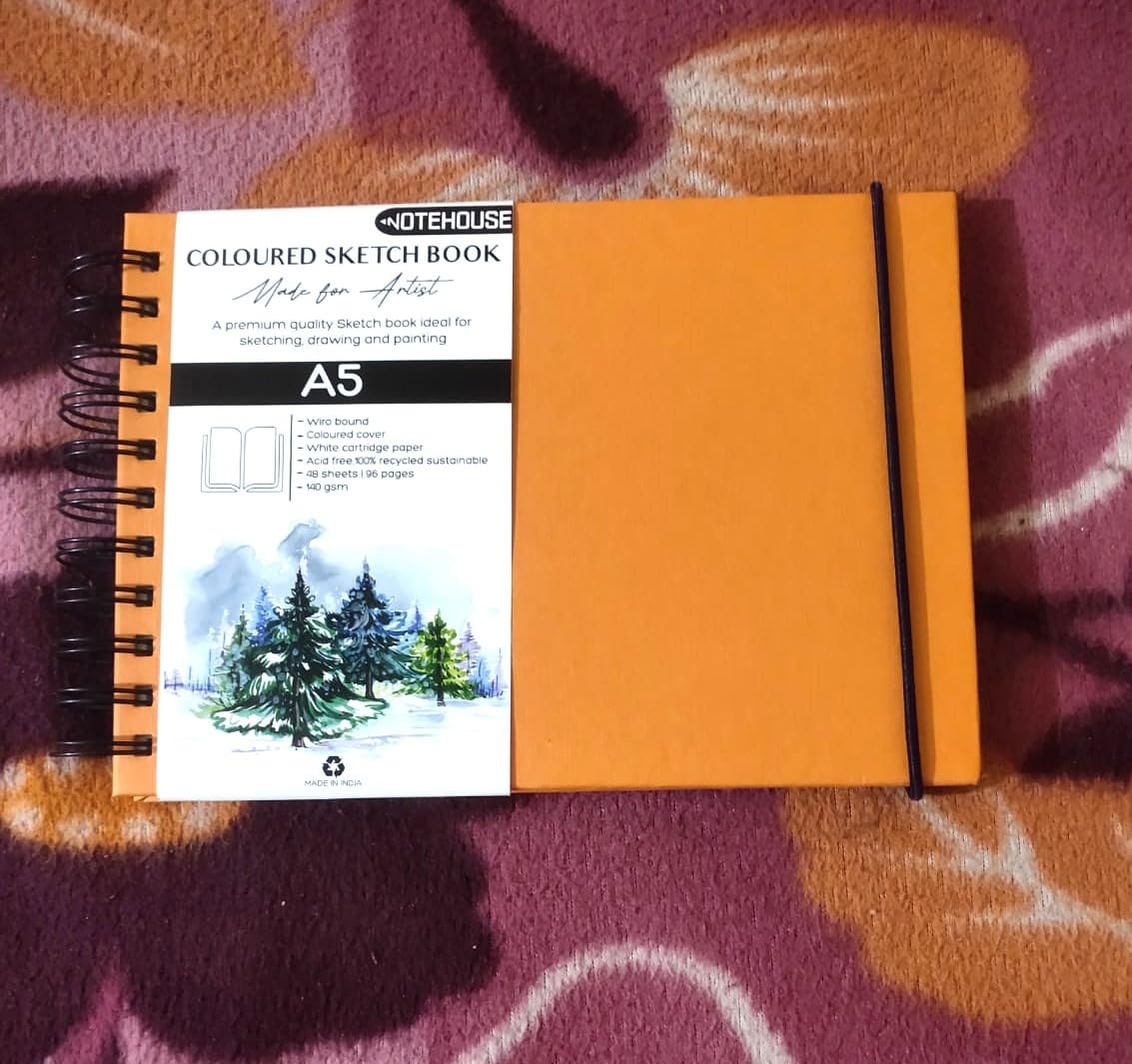 NOTEHOUSE A5 Sketchbook 140 GSM,96 Pages Spiral-Bound Drawing Notebook ...