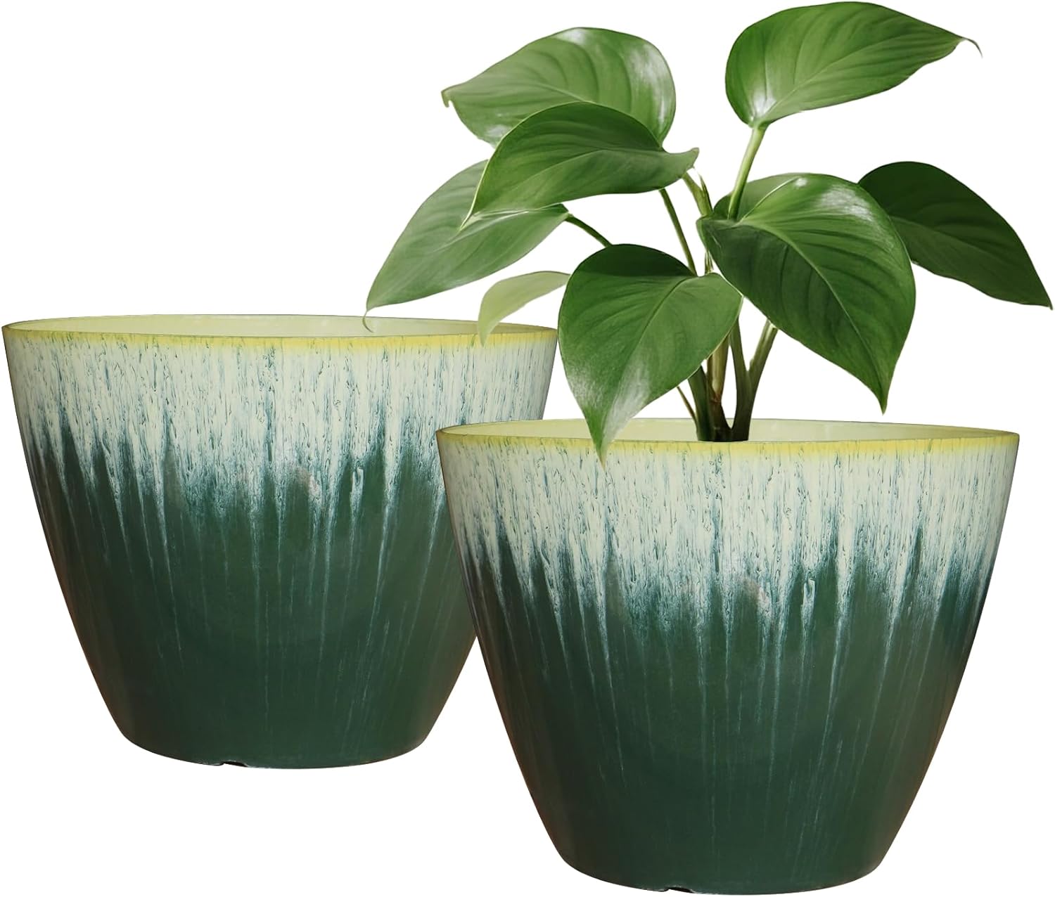 Amazon.com: LESOASIS Pack of 2 Flower Pots, Plastic Plant Pots with ...