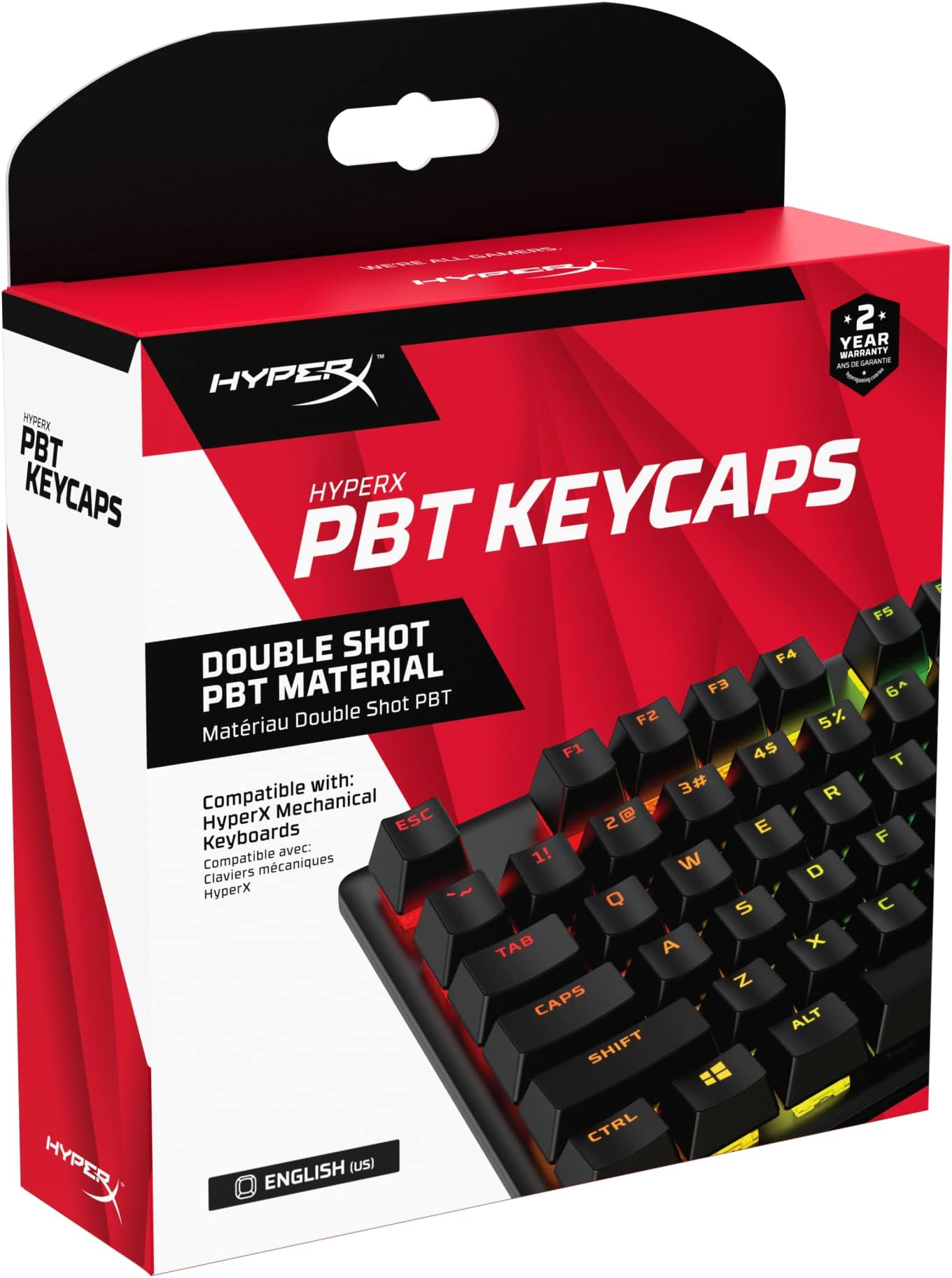 HyperX PBT Keycaps – Full Key Set, Double Shot PBT Material, English ...