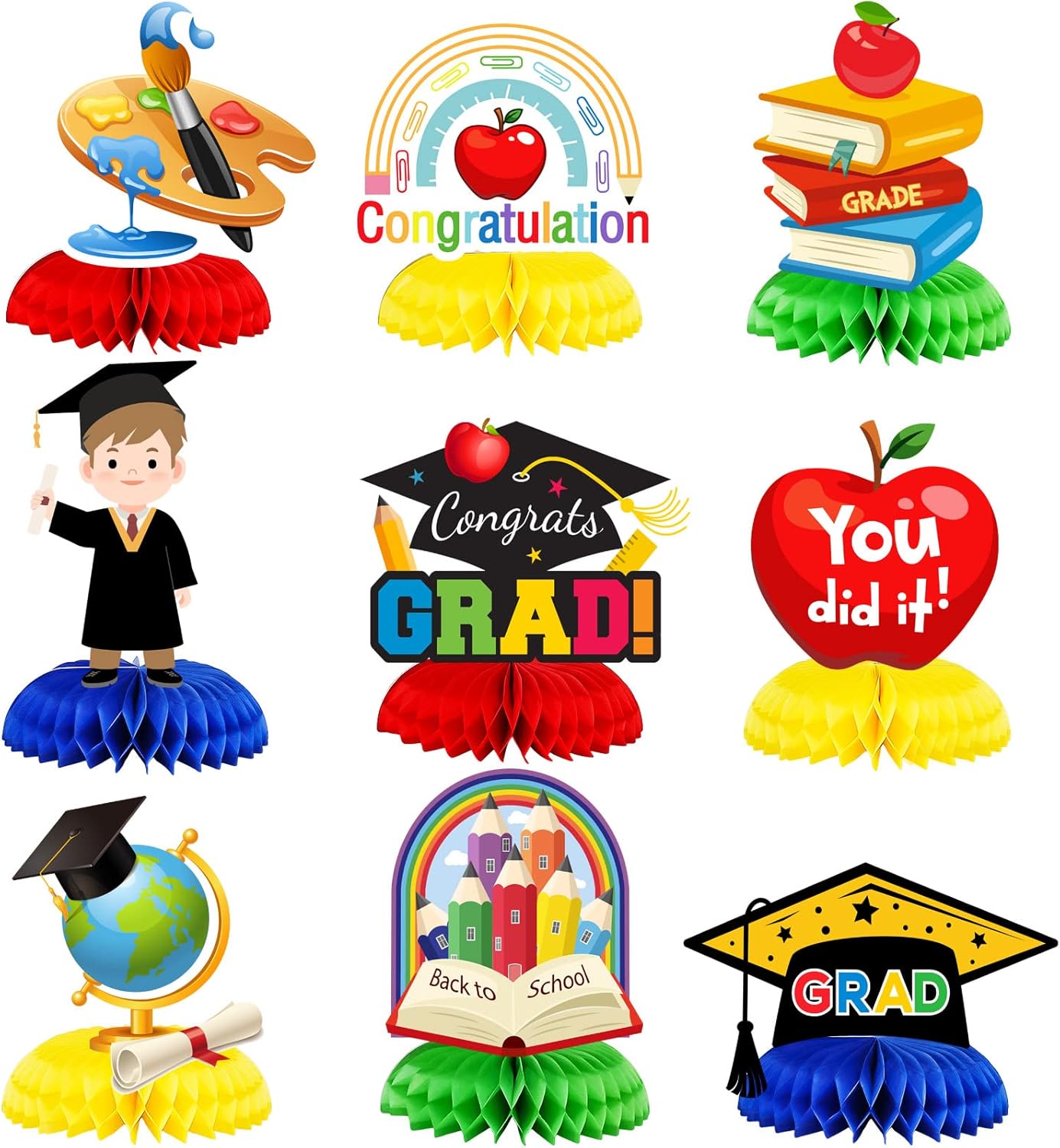 Amazon.com: Whaline 2024 Kindergarten Graduation Centerpieces Honeycomb ...