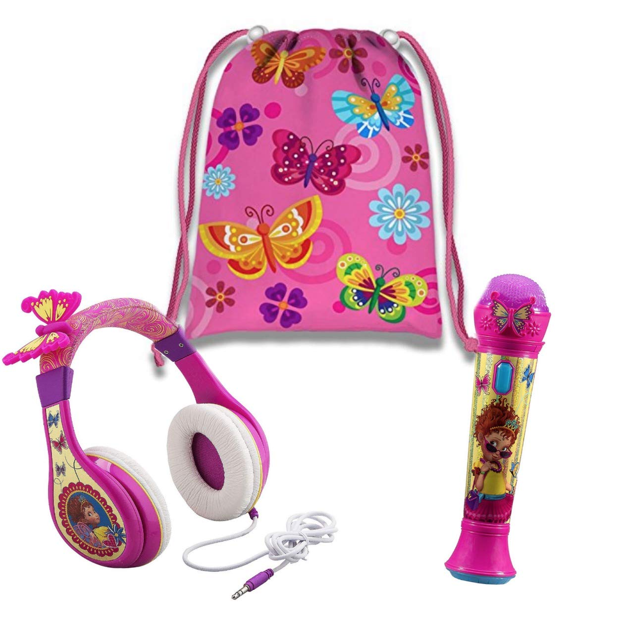Buy Fancy Nancy Microphone Kids Headphones with Drawstring Bag Bundle ...