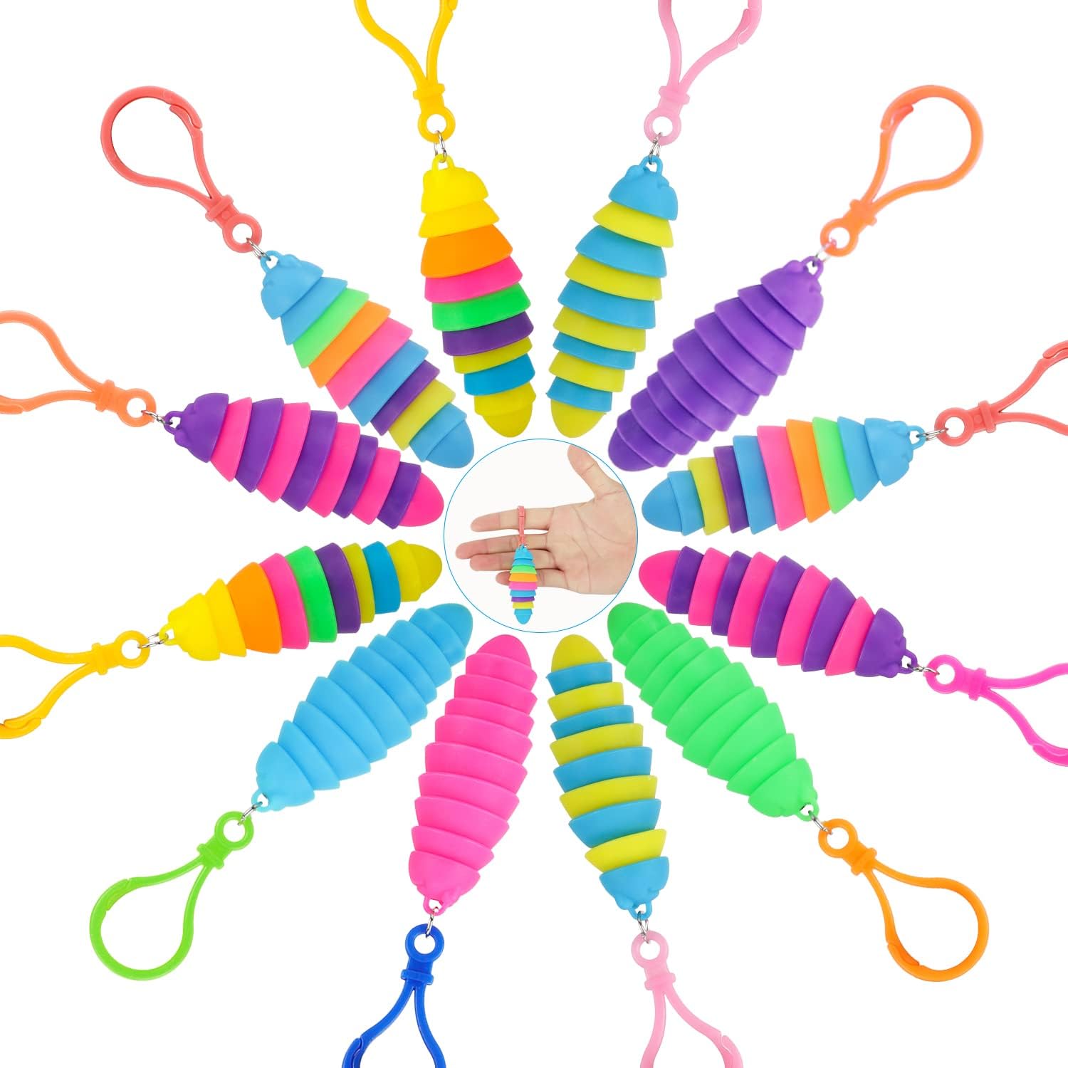 Amazon.com: 12 PCS Sensory Slug Toys, Articulated Stretch Caterpillar ...
