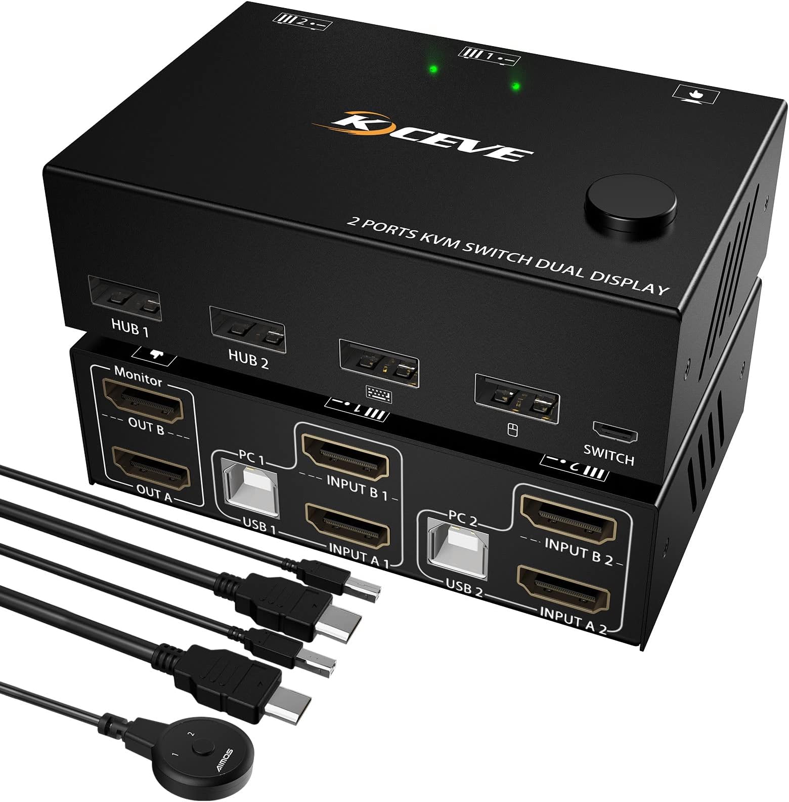 KVM Switch 2 Monitors 2 Computers, 4K@30Hz Dual Monitor HDMI USB 2.0 ...