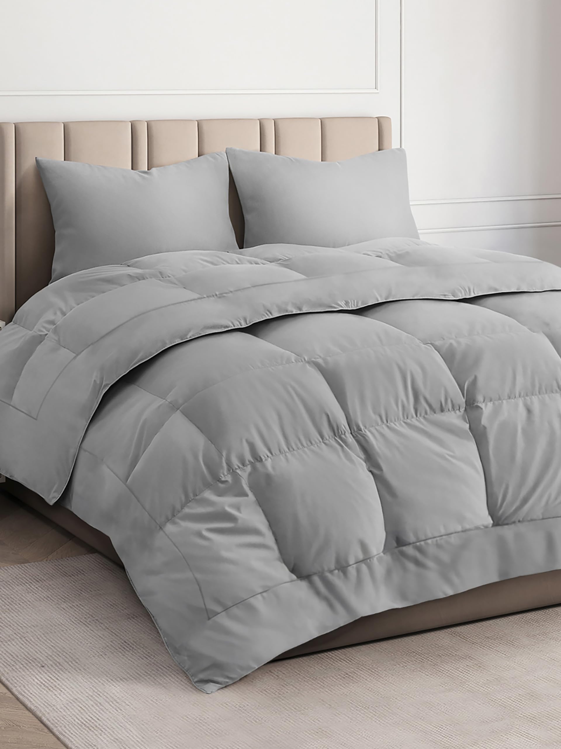 Amazon.com: Full Size, Light Gray Alternative Down Comforter - Warm ...