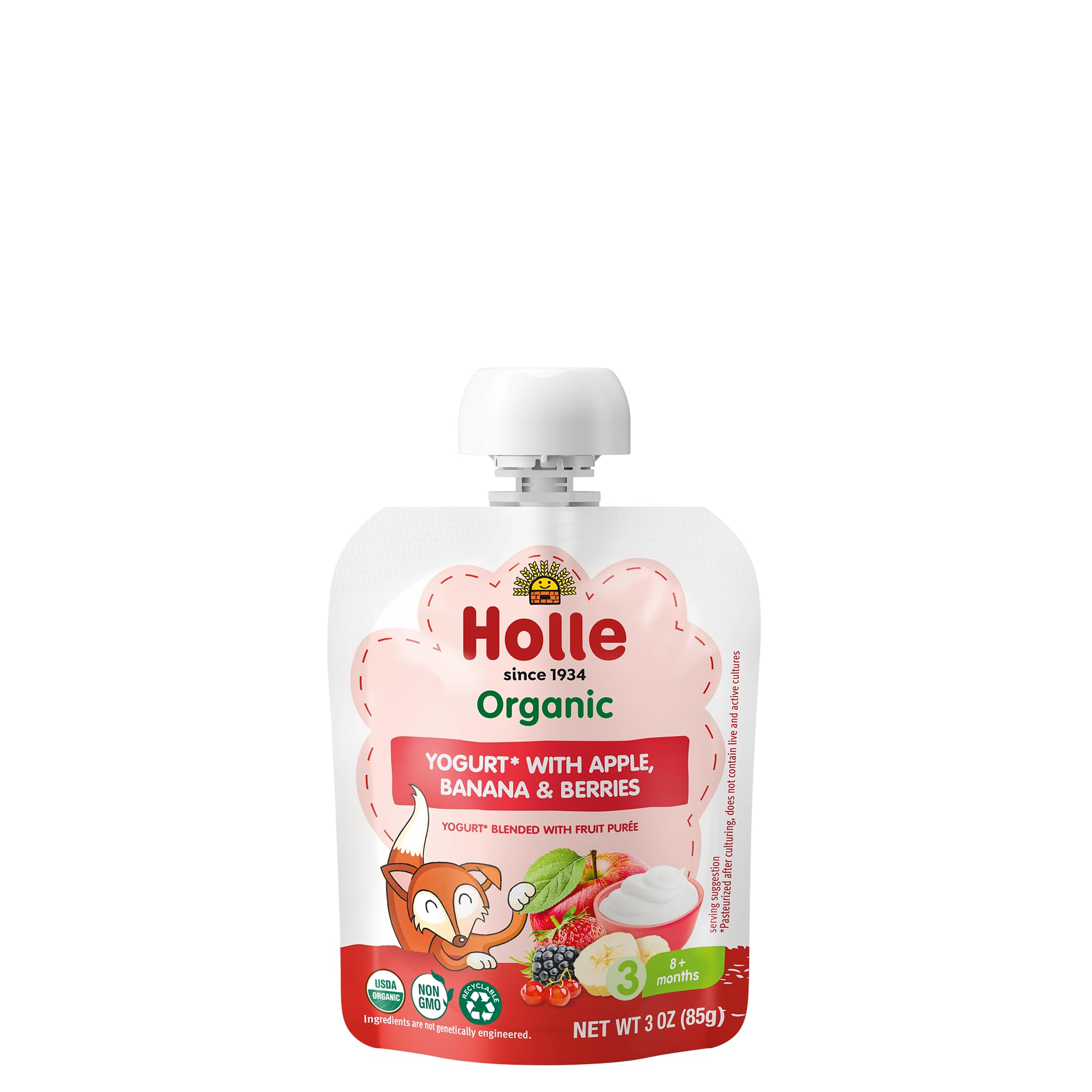 Amazon.com: Holle Baby Yogurt Pouches - Organic Yogurt with Apple, Banana & Berry Fruit Purée ...