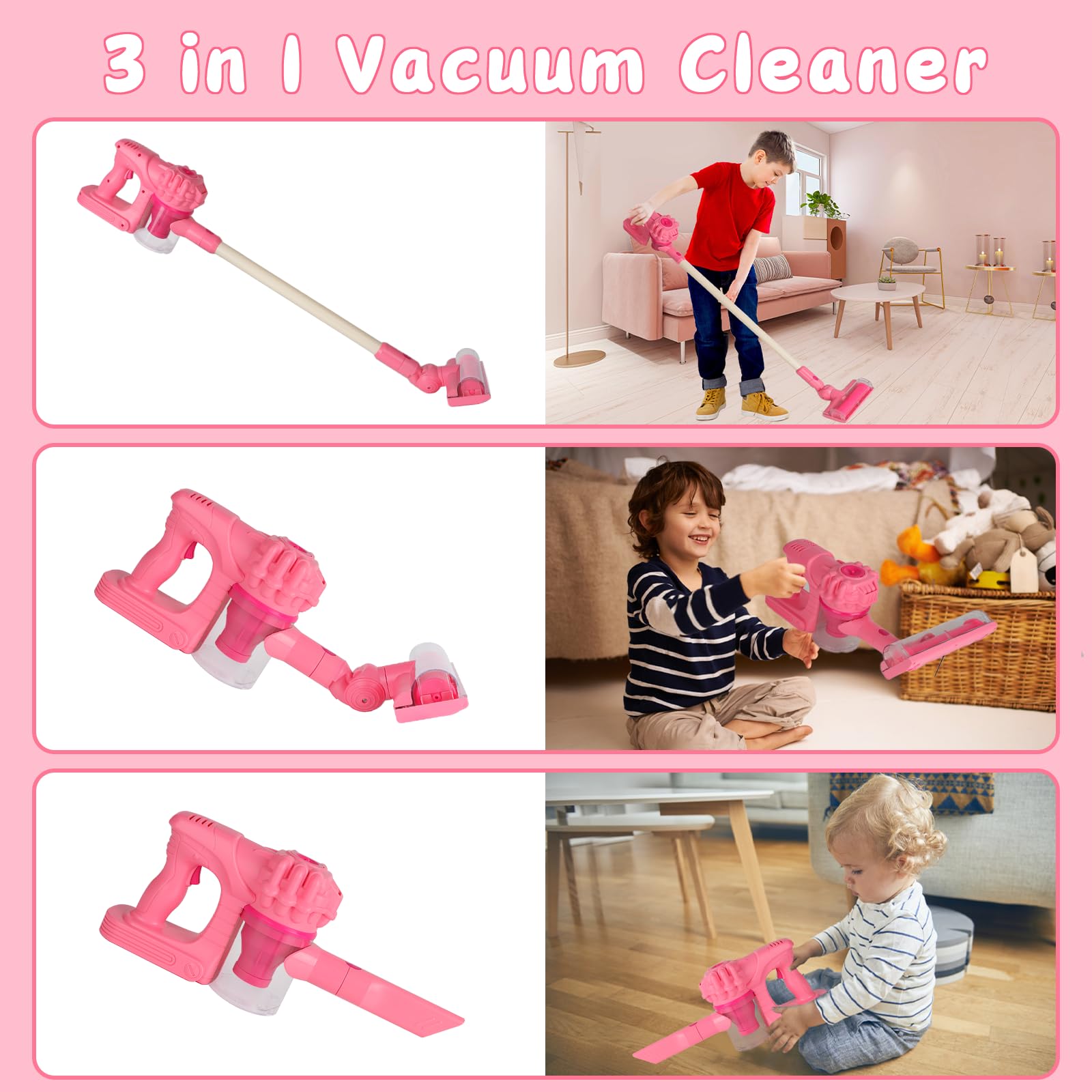Snapklik.com : deAO Kids Vacuum Cleaning Set 3-in-1 Cleaner Toy Set ...
