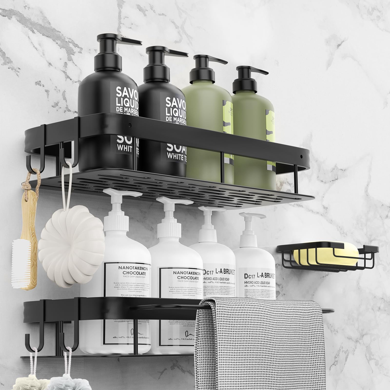 ZVZM Etagere Douche sans Percage, 3 Pièces Etagere Salle De Bain Angle ...