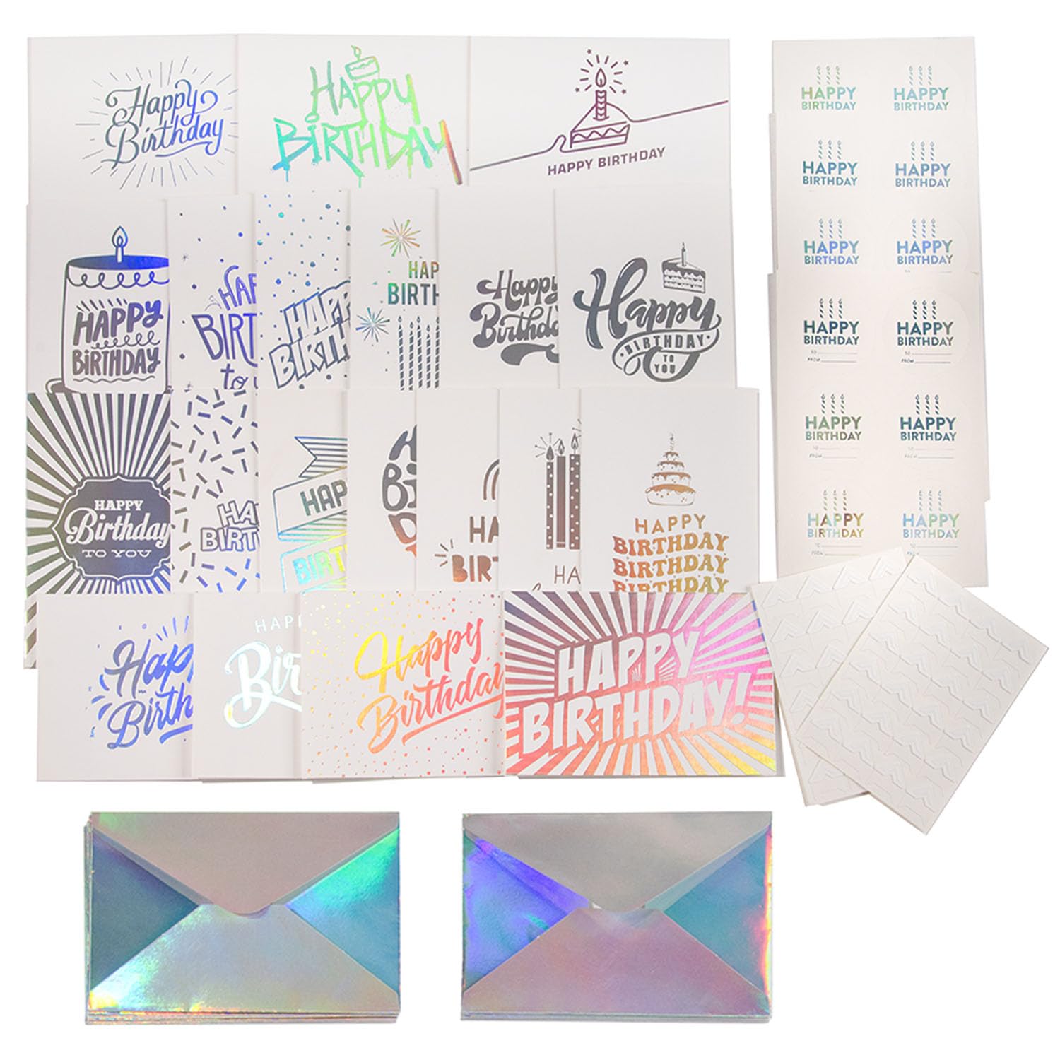 Amazon.com : Andaz Press Iridescent Foil Bulk Birthday Cards With ...