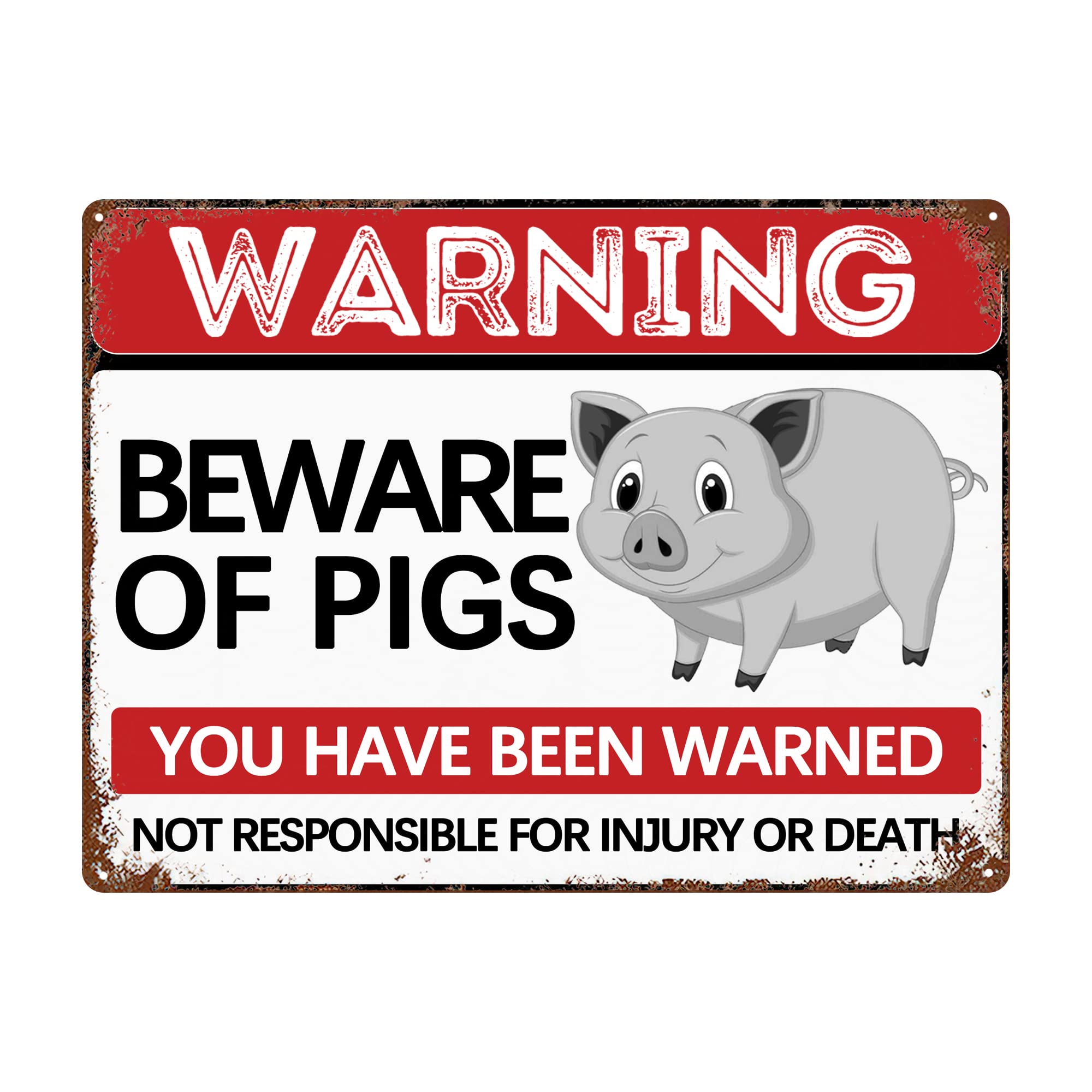 Amazon.com : BAIWIFE Beware of Pig Sign 8x12 inch - Vintage Rusty Metal ...