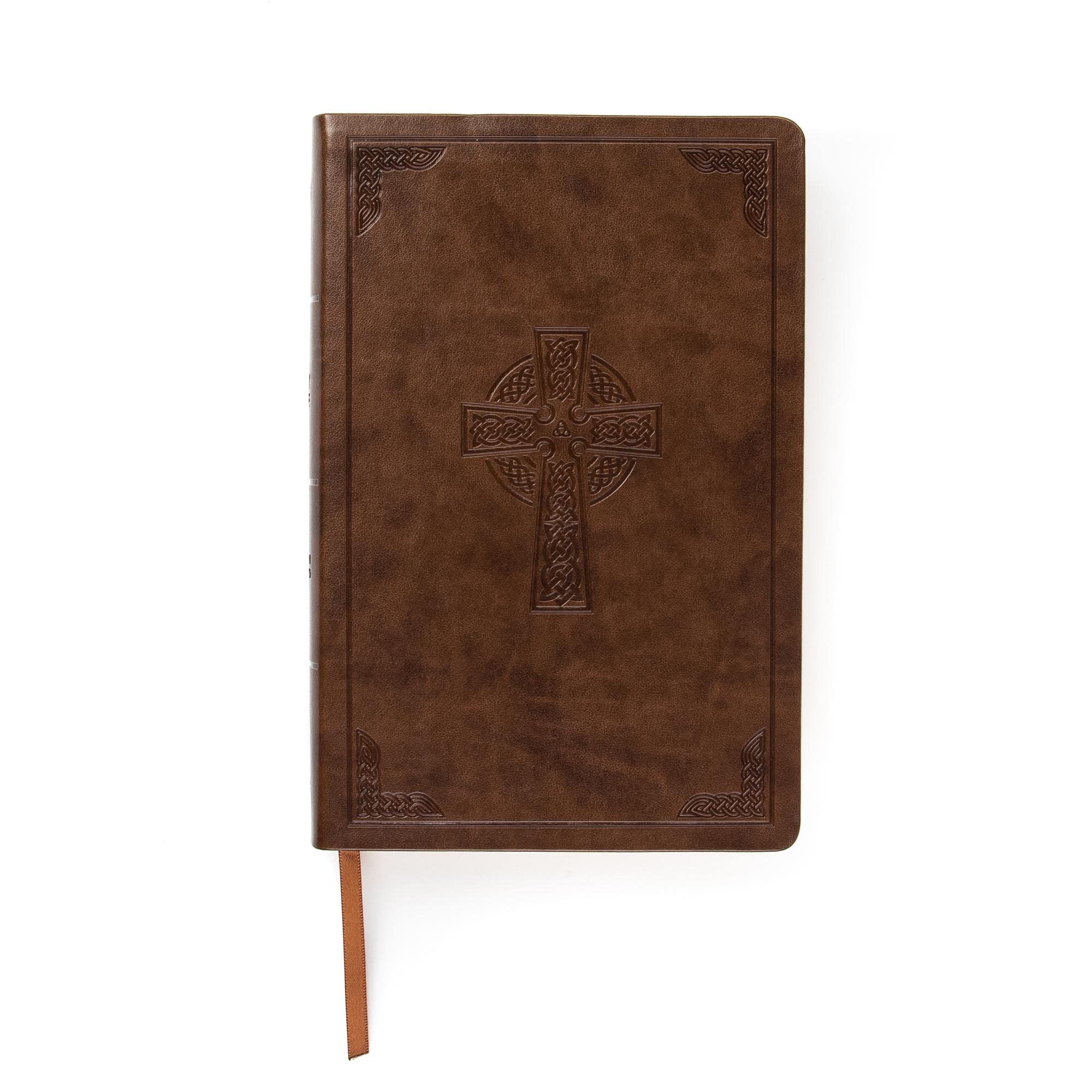 CSB Large Print Personal Size Reference Bible, Brown Celtic Cross ...
