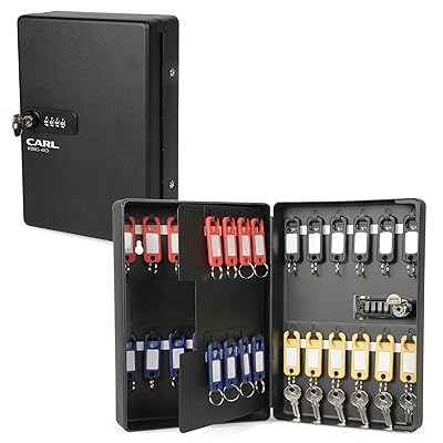 Carl Key Cabinet with Combination Lock - Solid Steel & Holds up to 40 Keys.