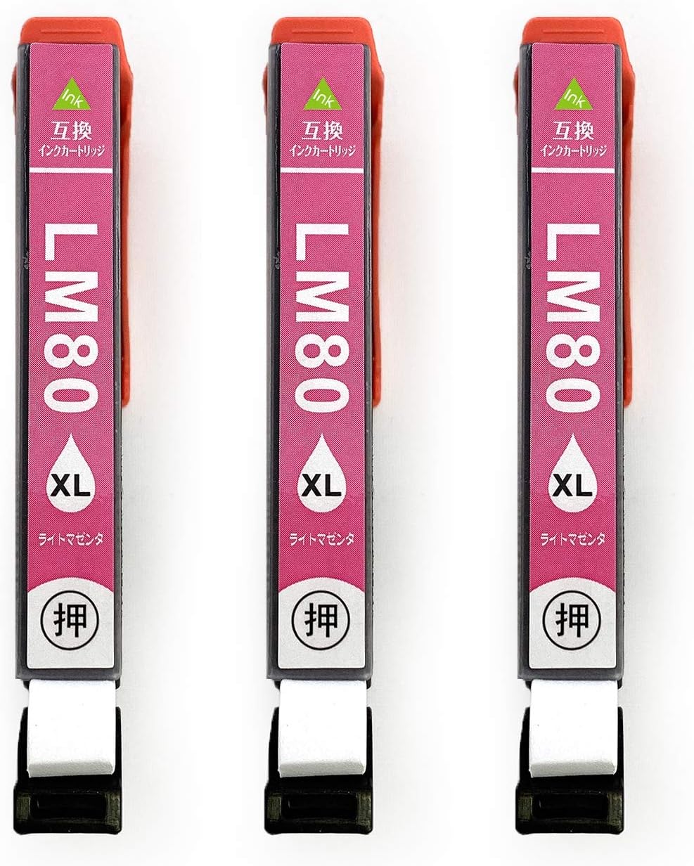 Amazon.co.jp: EPSON エプソン ICLM80 ライトマゼンタ (LM) x3個 増量版 ライトマゼンタ 3本セット とうもろこしマーク 残量表示可能ICチップ付 互換インク ...
