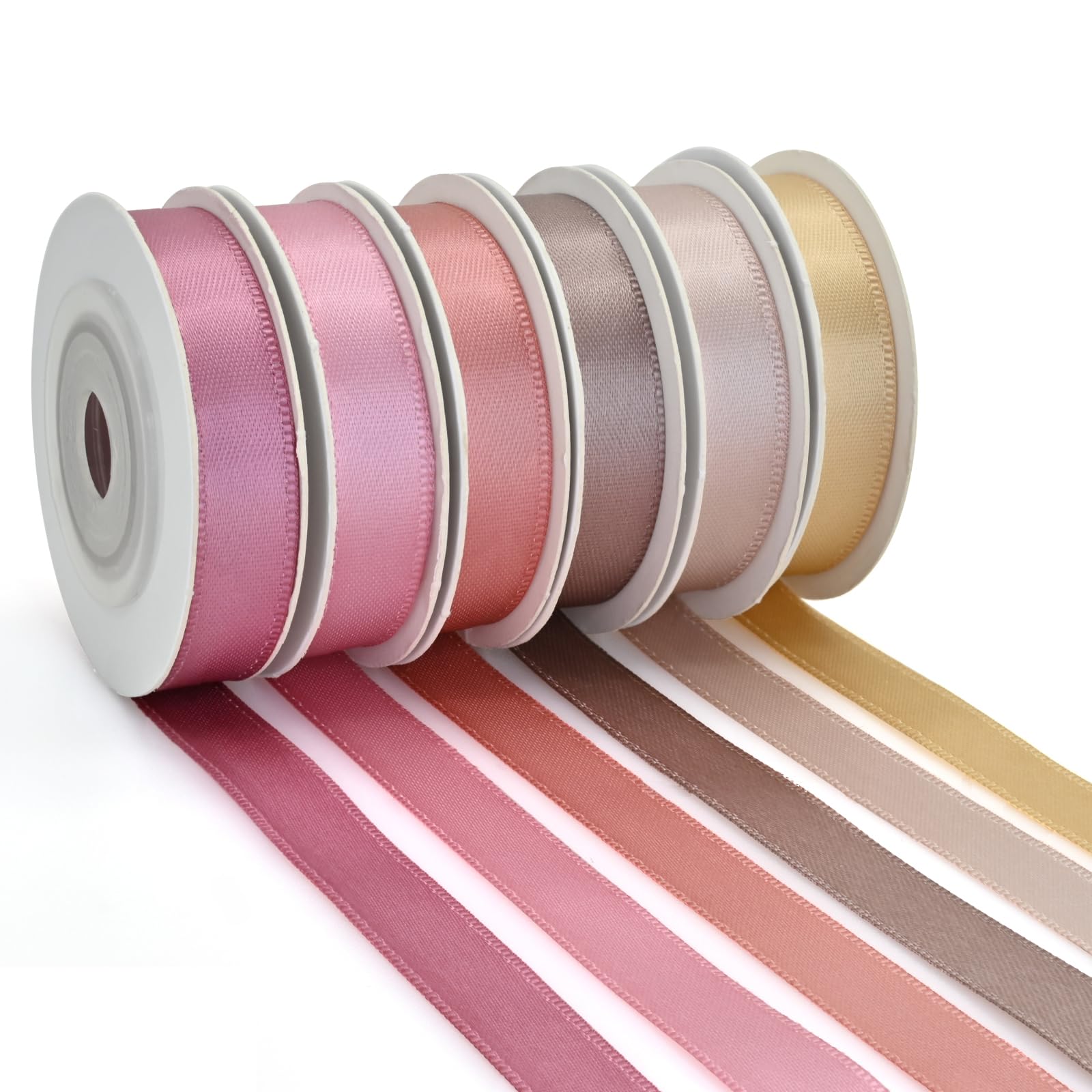 Amazon.com: BVIEAKD Dusty Rose Vanilla Satin Ribbon 3/8 Inch Width 5 ...