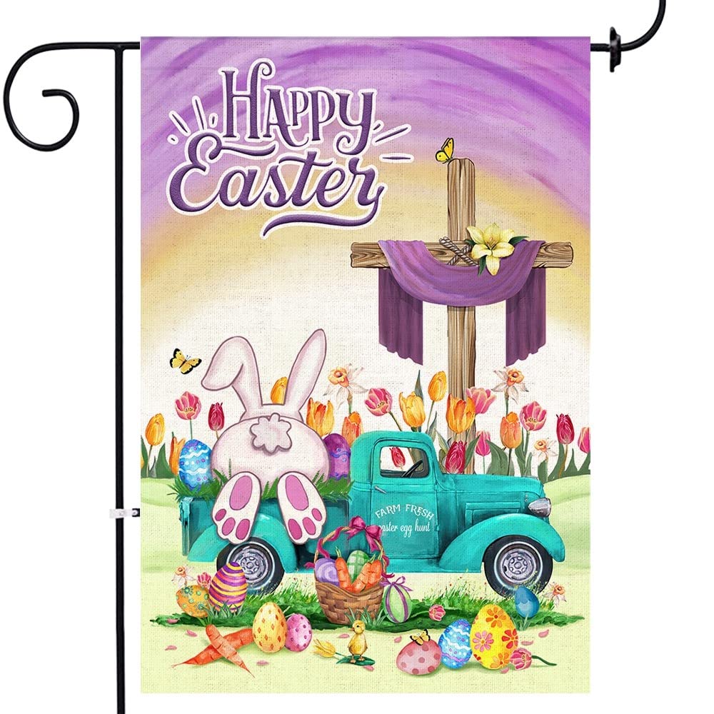 Amazon.com: Easter Garden Flag, Happy Easter Flags 12x18 Double Sided ...