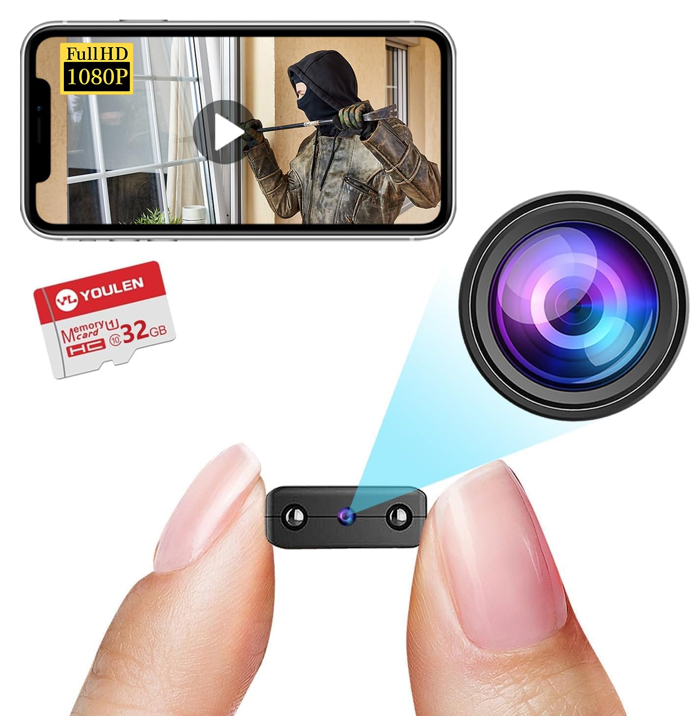 Amazon.com: 【Free 32G】 Smallest Wireless WiFi IP Camera,HD1080P Spy ...