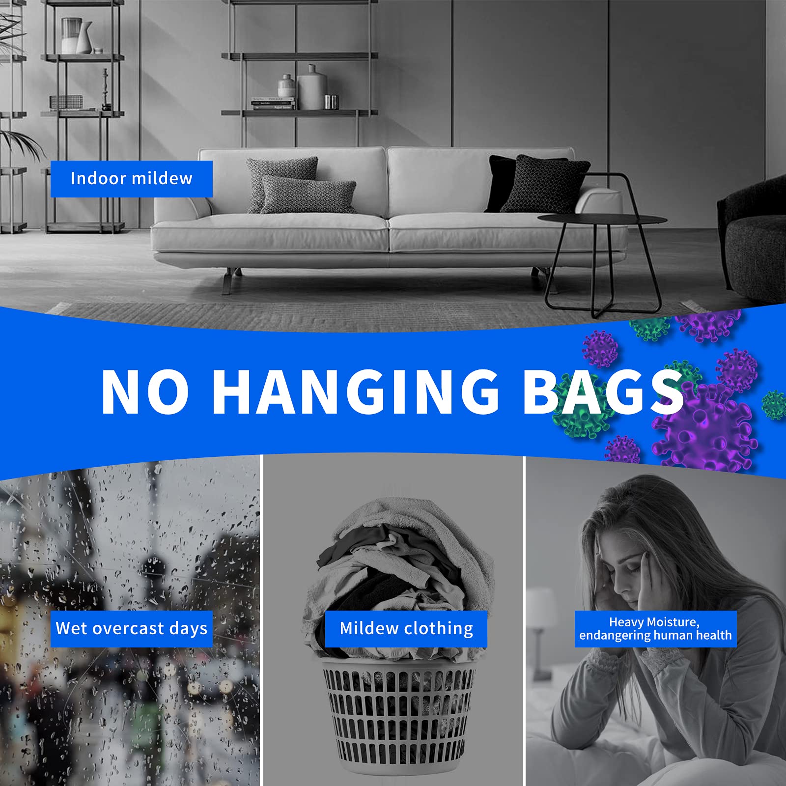 Snapklik.com : 15 Pack Moisture Absorber Hanging Bags, Fragrance Free ...
