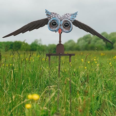 Amazon.com: Muised Wind Spinner Wing Flapping Kinetic Metal Owl Yard ...