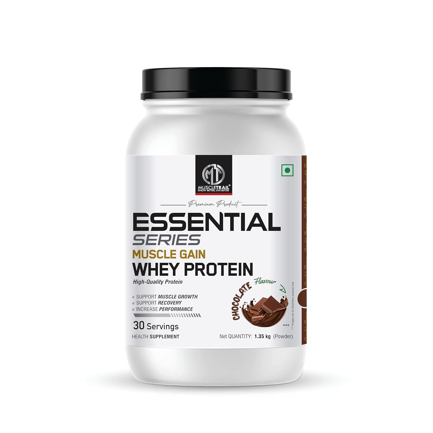 MuscleTrail Essential Series Muscle Gain Whey Protein | 21g Protein, 30 ...
