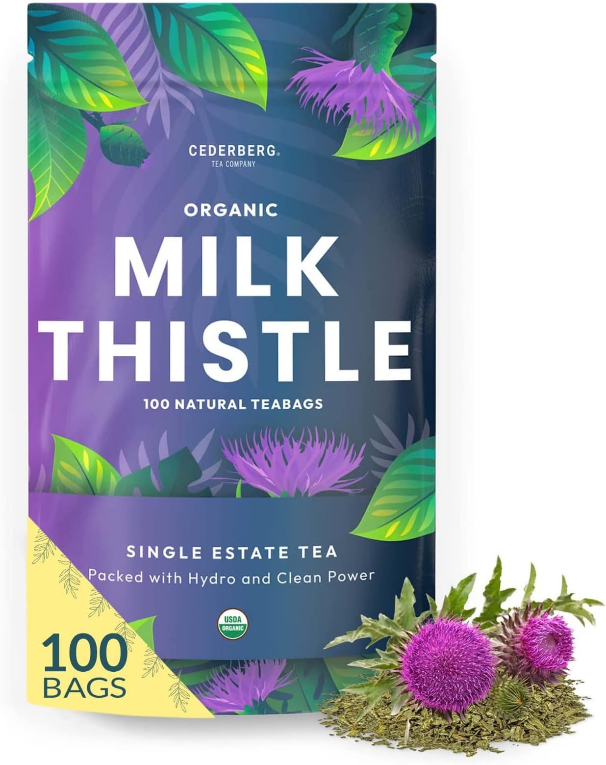 Amazon.com : Organic Milk Thistle Tea — 100 Tea Bags | Organic Herbal ...