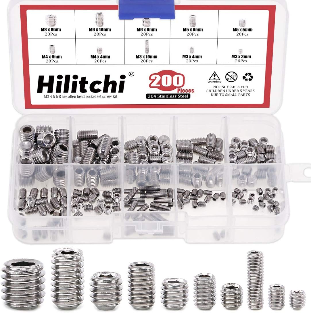 Amazon.com: Hilitchi 200pcs M3/4/5/6/8 Stainless Steel Allen Head ...