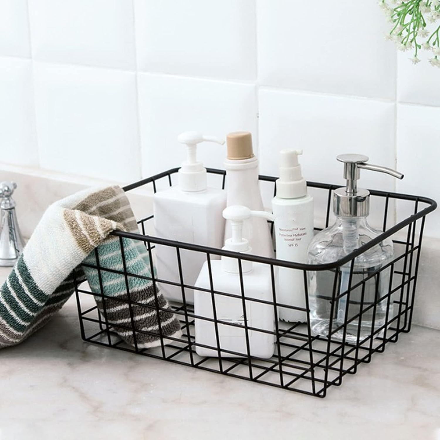 Amazon.com - Wire Storage Baskets Black Metal Wire Baskets Storage Bin ...