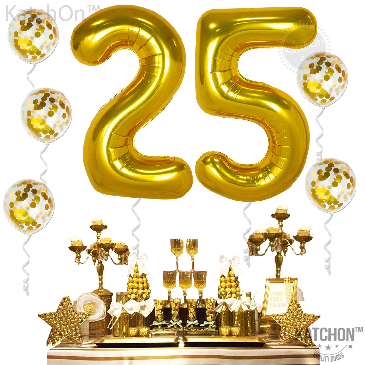 Buy Big, Gold 25 Balloon Numbers - 40 Inch | 25 Birthday Balloons with ...