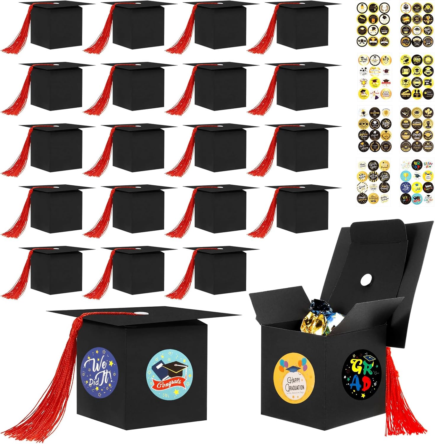 Amazon.com: GGSTDDUP Graduation Candy Boxes 50 Pcs Graduation Hat Box ...