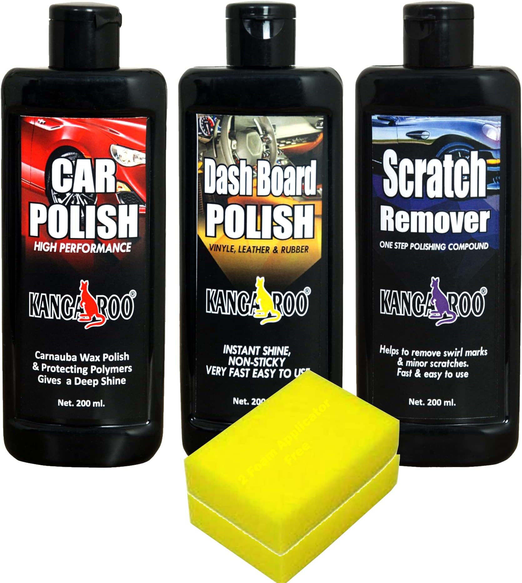 Kangaroo® Car Care Kit (Car Polish + Dashboard Polish + Scratch Remover ...