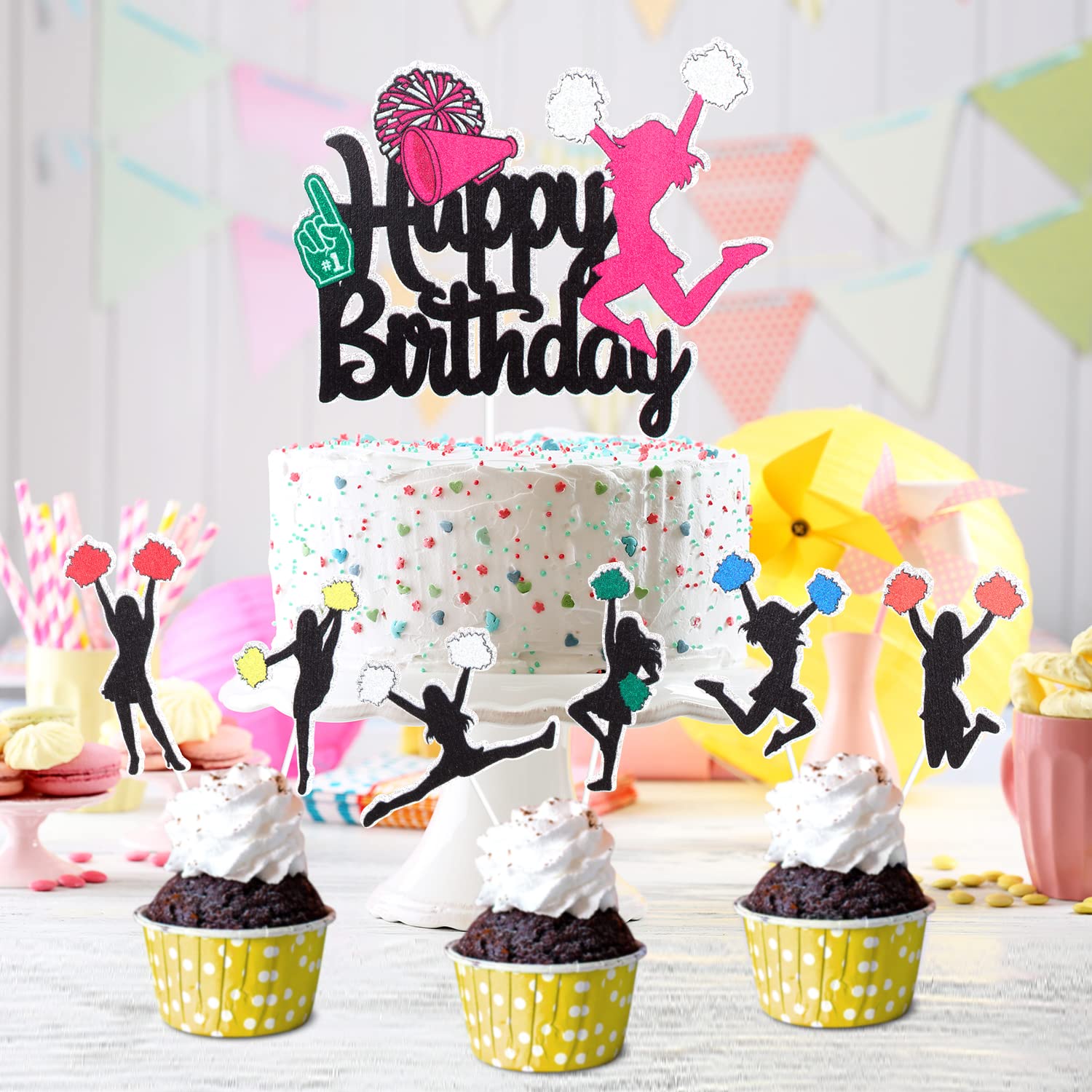 Snapklik.com : 7 Pcs Cheerleader Happy Birthday Cake Topper ...