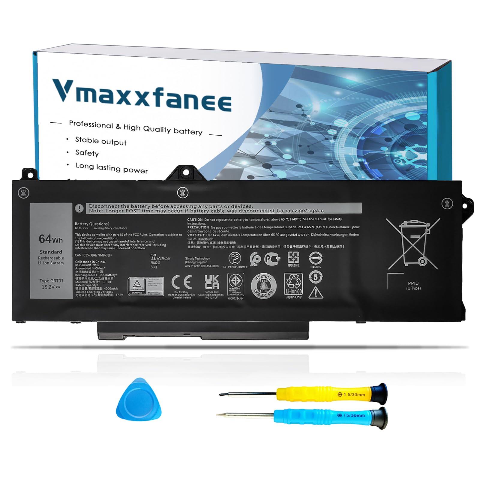 Amazon.com: Vmaxxfanee GRT01 64Wh Battery Replacement for Dell Latitude ...