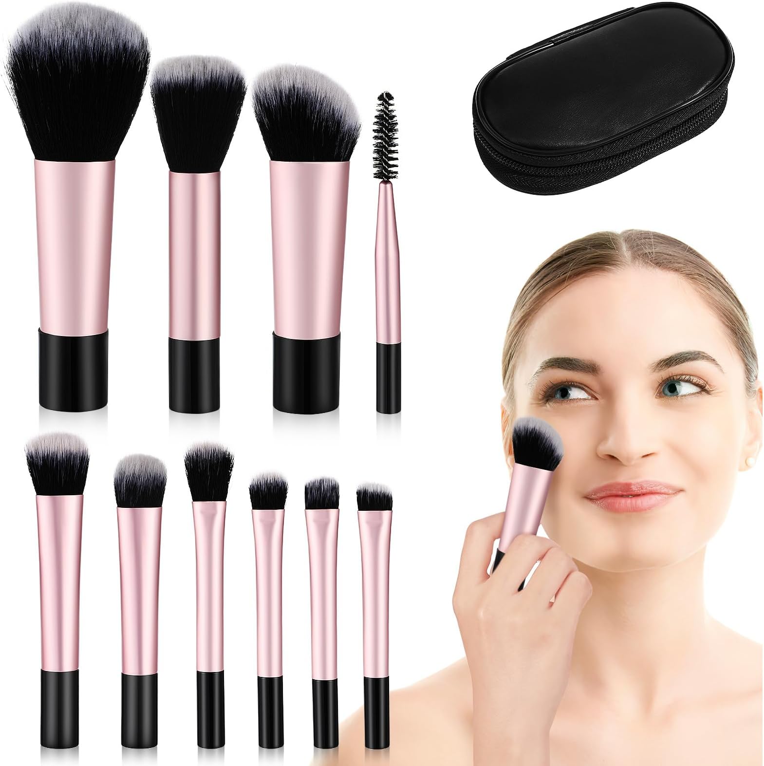 Amazon.com: Portable ON THE GO Makeup Brush Set, COSHINE 10pcs Easy ...