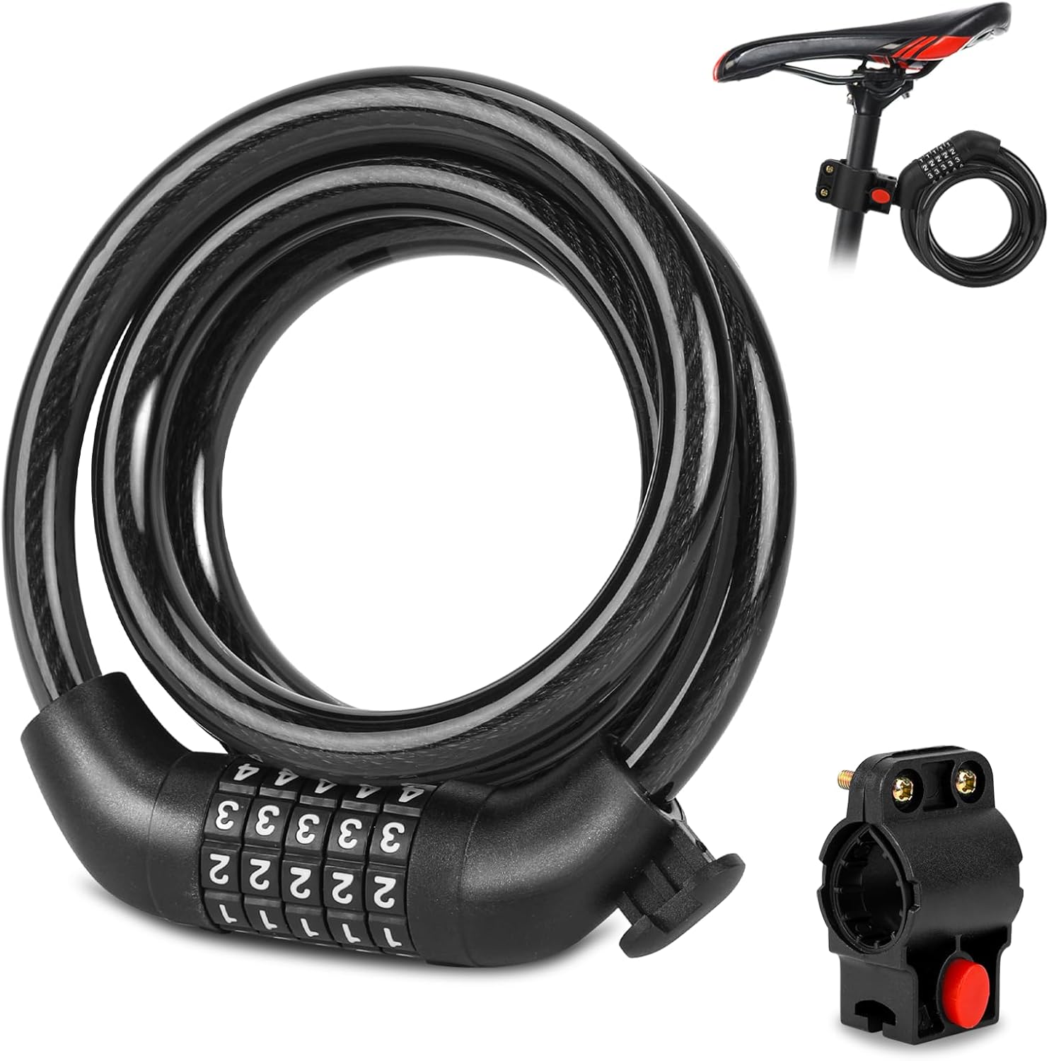 Amazon.com: KALIONE Bike Lock Cable, Heavy Duty Cable Bike Lock, Self ...