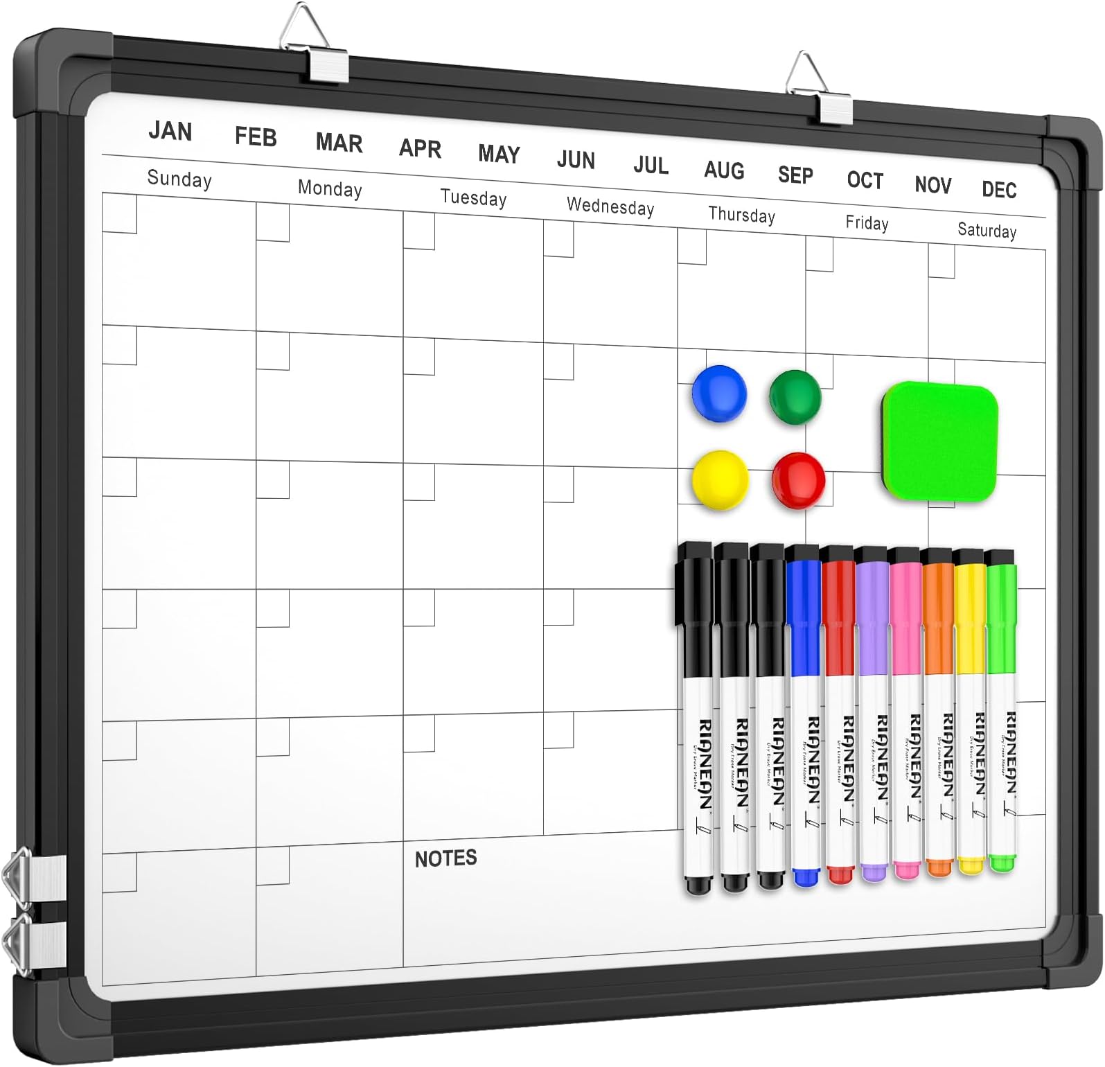 Amazon.com : Monthly Calendar Dry Erase Whiteboard for Wall (Black), 16 ...