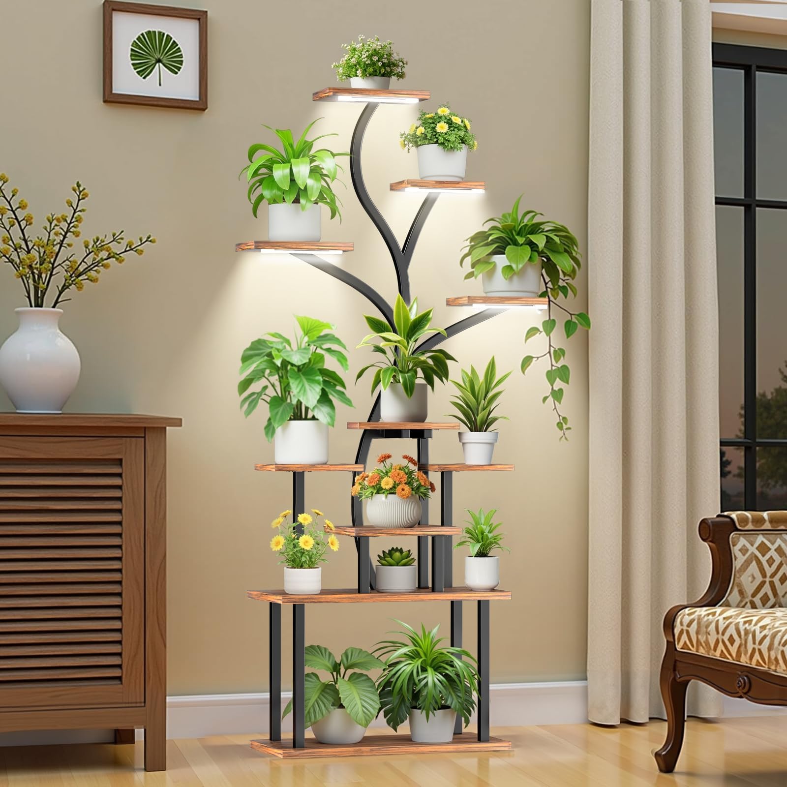 Amazon.com: EVAWOO Plant Stand Indoor with Grow Light - 8 Tiered Plant ...