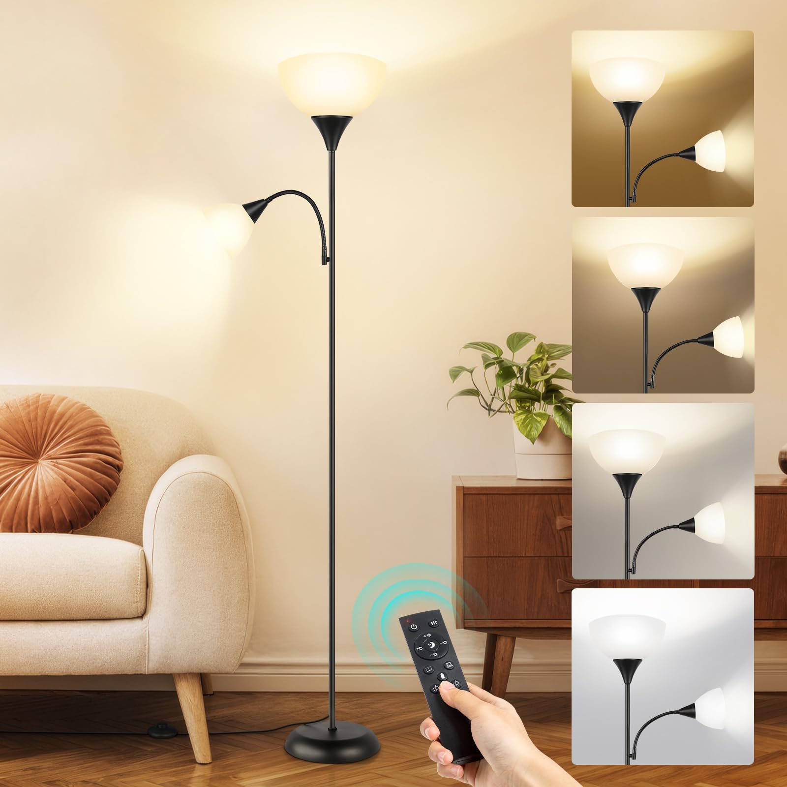 OUTON LED Floor Lamp, 70" Tall Torchiere Floor Lamp + Adjustable ...