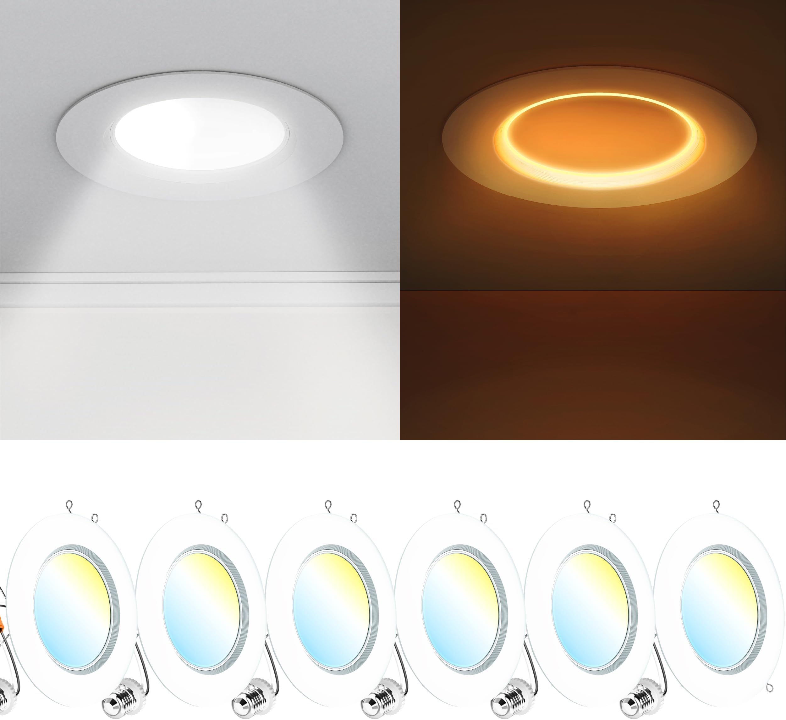 Sunco Lighting 6 Pack LED Recessed Lighting 6 Inch with Night Light ...