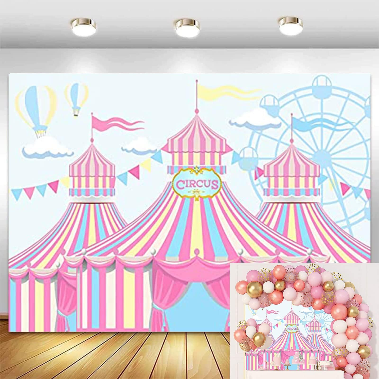 Amazon.com : Funnytree Pink Circus Tents Theme Party Backdrop Carnival Carousel Photography ...